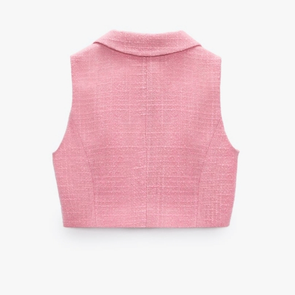 Zara | Jackets & Coats | Zara New Woman Textured Cropped Vest Pink ...